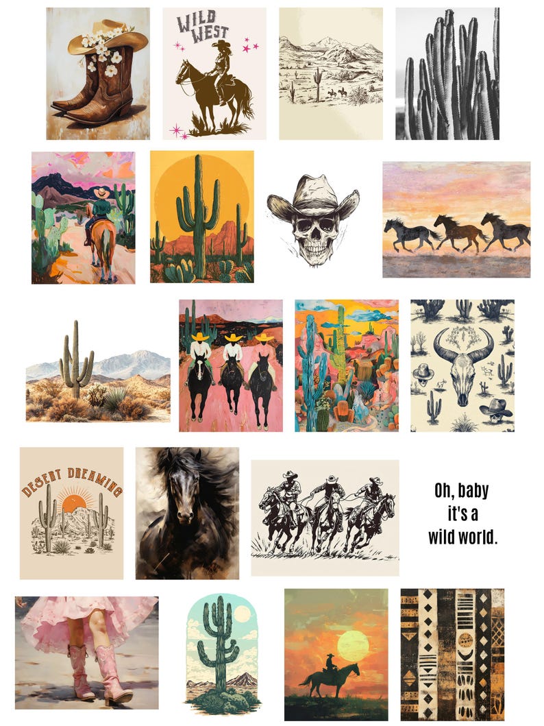 Modern Western Cowboy 20 Prints, Abstract Southwest Desert Painting ...