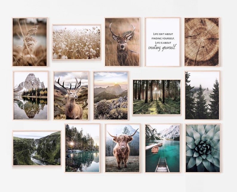 15 Prints Nature Gallery Wall Set Lake Nature Prints Forest - Etsy