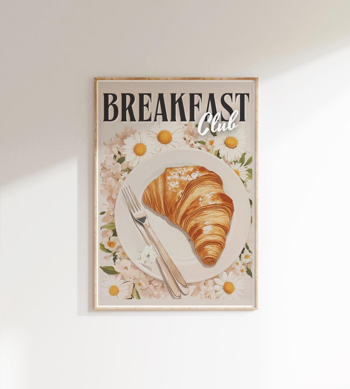 French Croissant Kitchen Art Print: Breakfast Club Wall Decor (digital ...