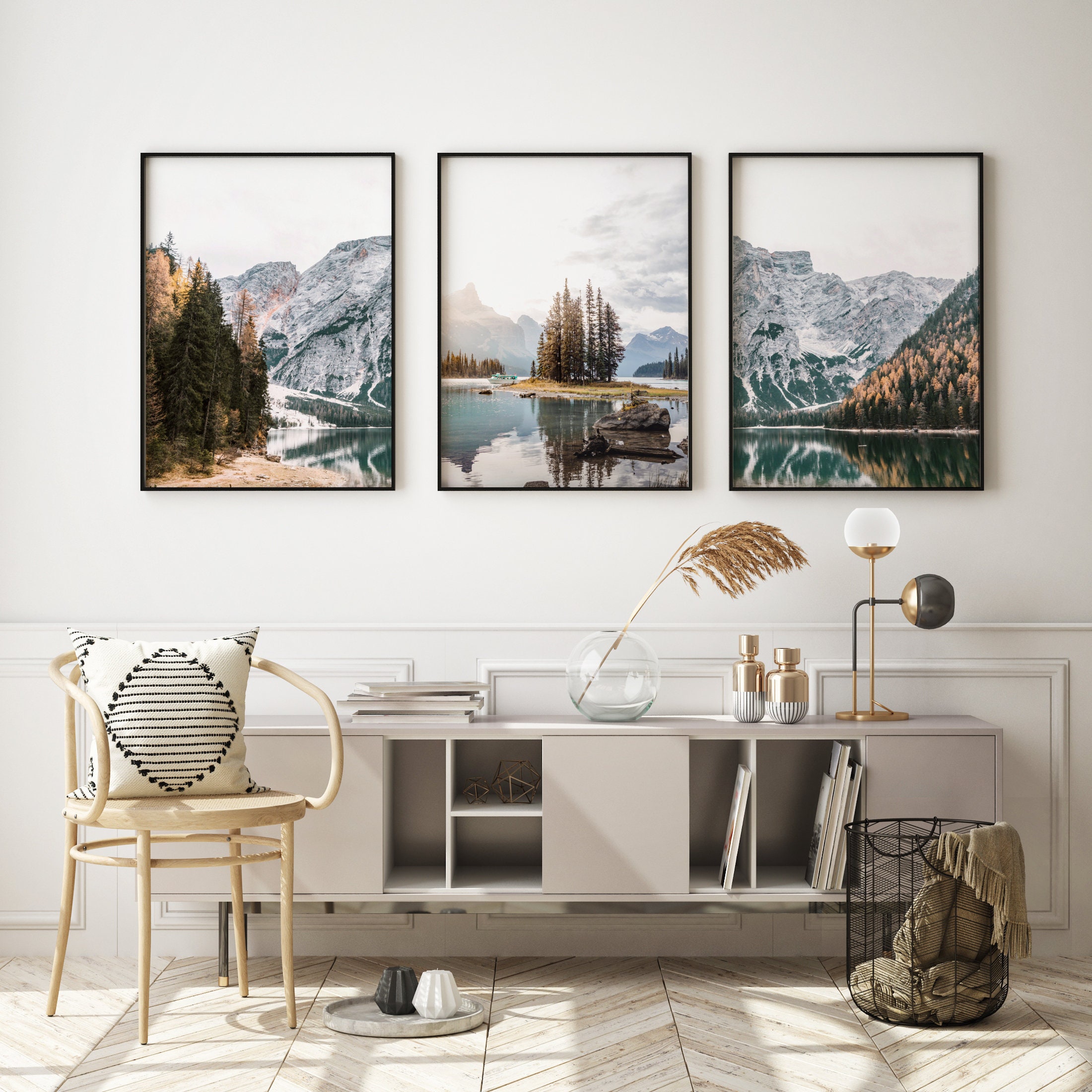 Lake Landscape Prints Set, Gallery Set of 3 Prints, Canada Triptych ...