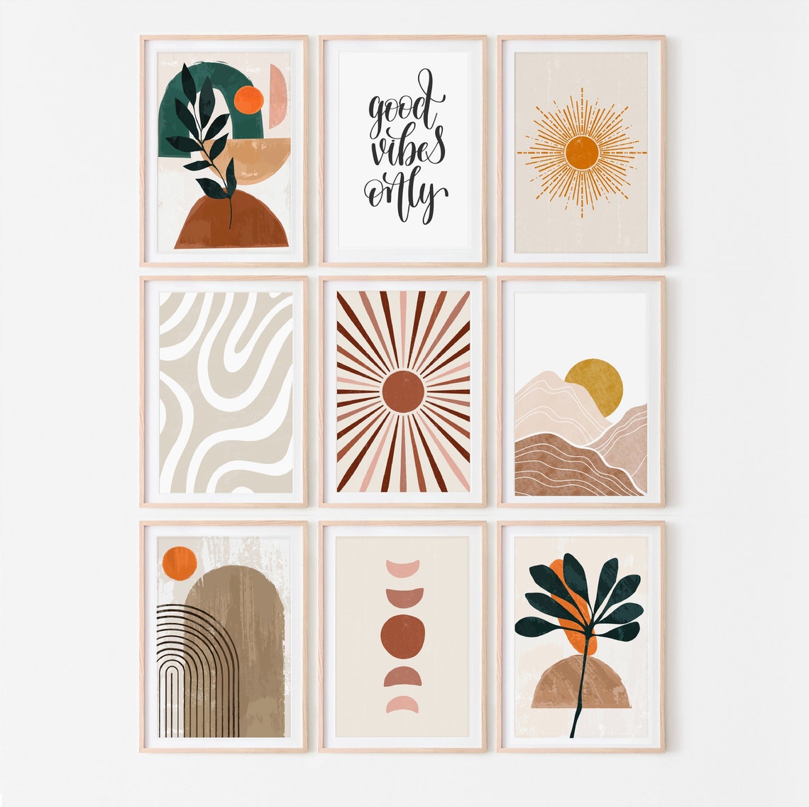 Boho Gallery Wall Set of 9 Prints Boho Wall Art Prints - Etsy