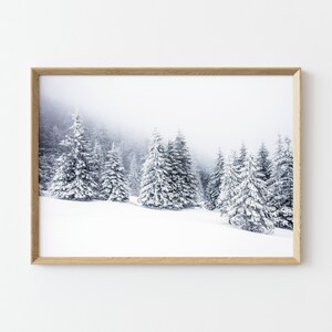Snowy Pine Trees Prints, Winter Forest Landscape Prints Set of 4 ...