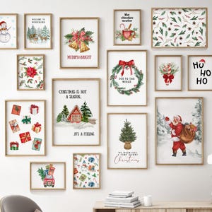 15 Christmas Gallery Wall Art, Holiday Wall Prints, Winter Prints Set ...