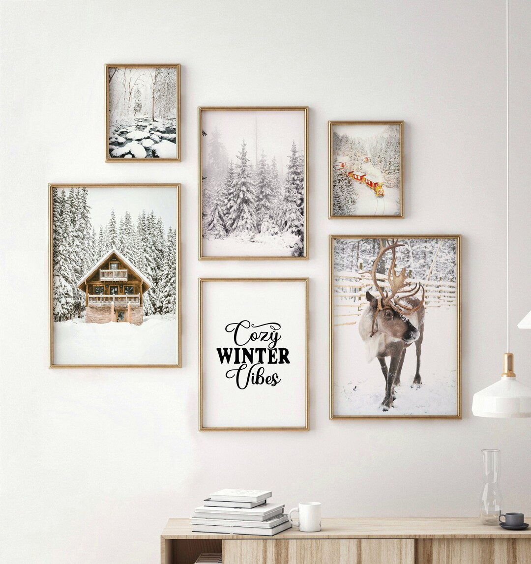 Winter Holiday Gallery Prints Set of 6, Nordic Winter Digital Prints ...