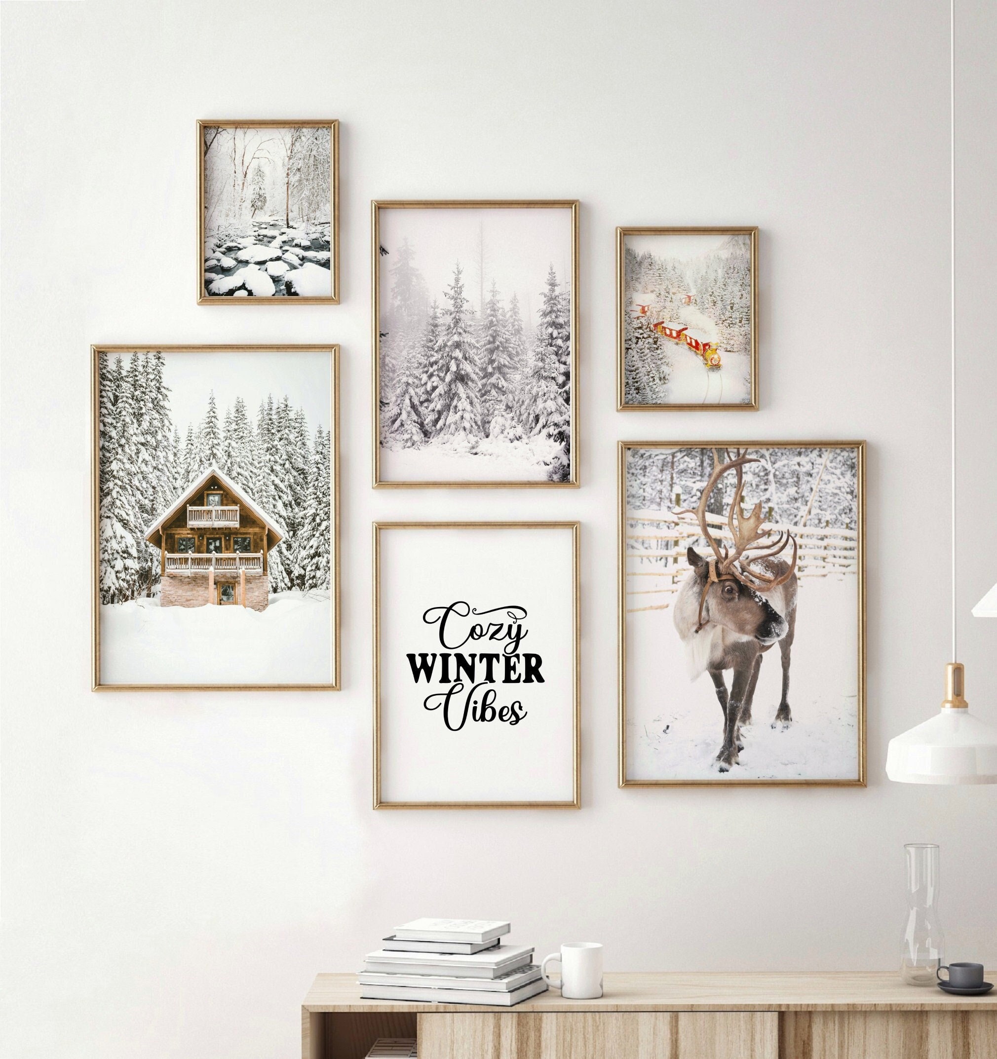 Winter Holiday Gallery Prints Set of 6, Nordic Winter Digital Prints ...