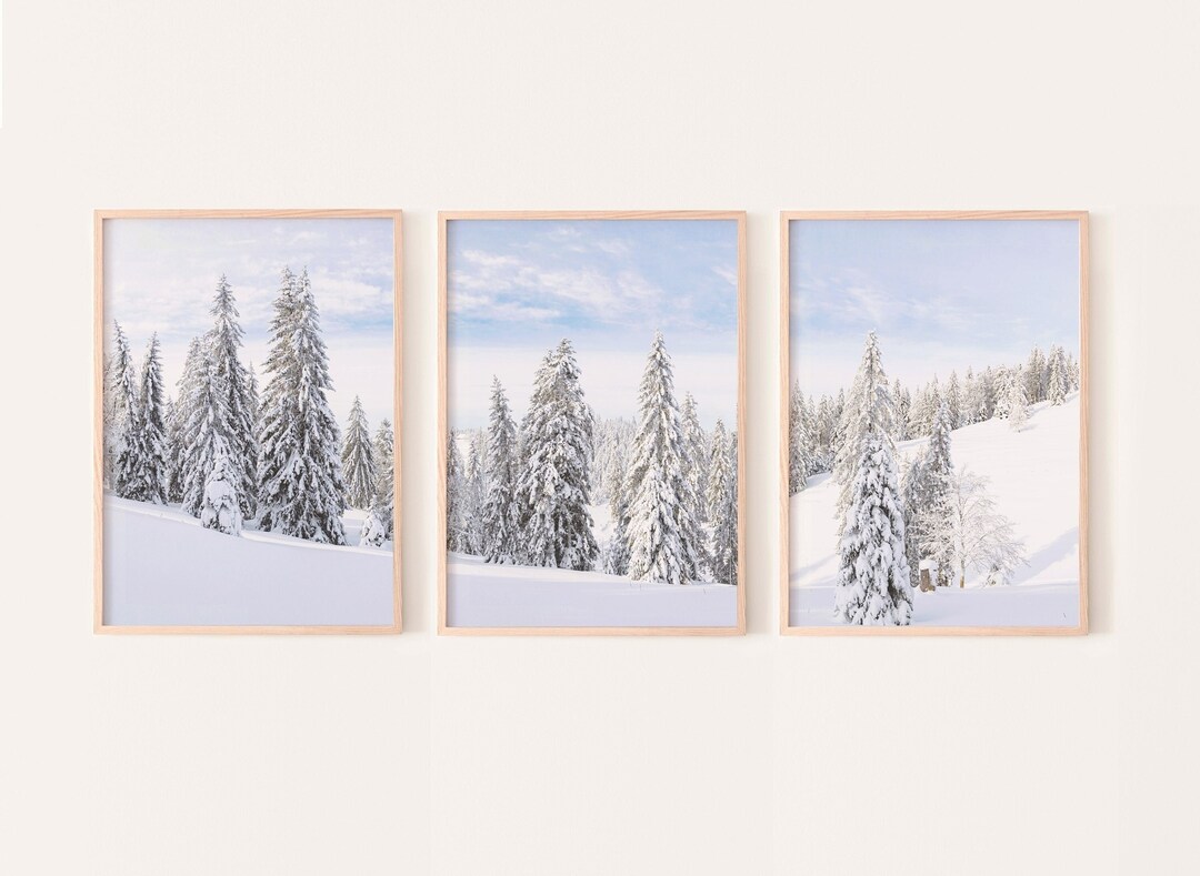 Winter Landscape Set of 3 Prints Snowy Forest Prints - Etsy