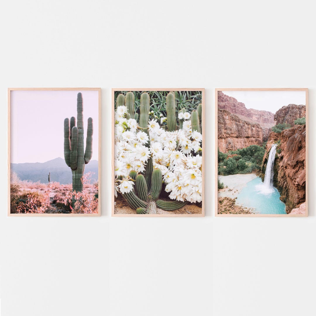 Arizona Cactus Prints Set of 3, Waterfall Digital Download, Desert ...
