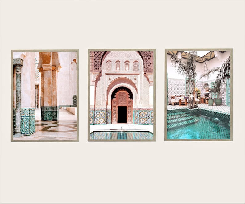Moroccan Print Marrakech Wall Art Set of 3 prints Moroccan | Etsy