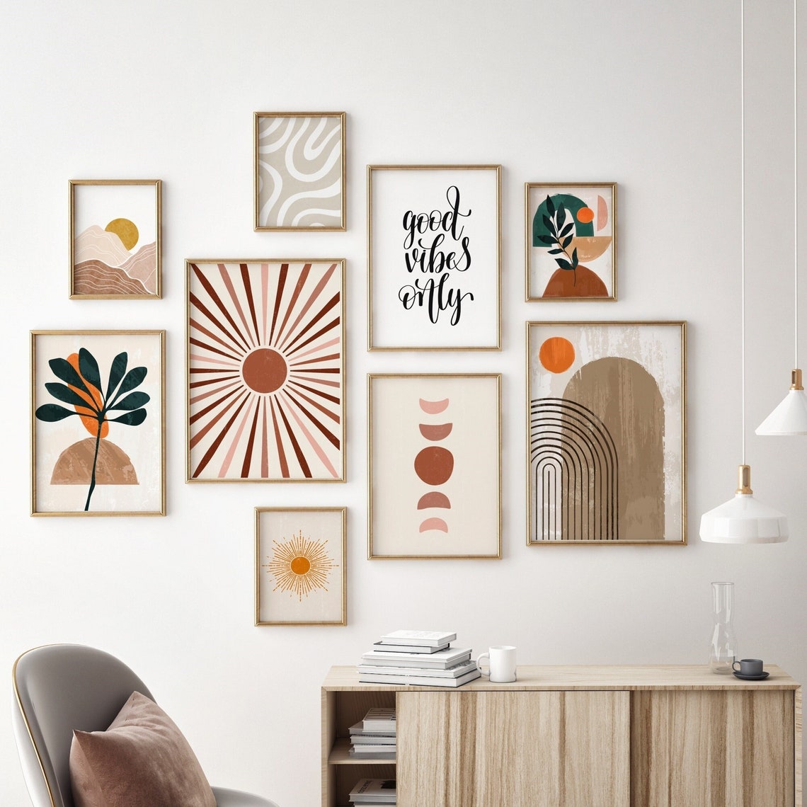 Boho Gallery Wall Set of 9 Prints Boho Wall Art Prints - Etsy
