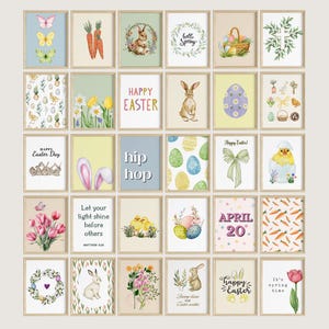 30 Easter Wall Art Prints, Spring Gallery Wall Set, Easter Egg Bunny ...