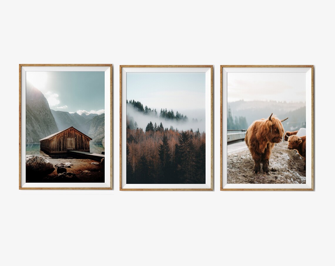 Highland Cow Print Set Digital Files Nordic 3 Piece Wall - Etsy