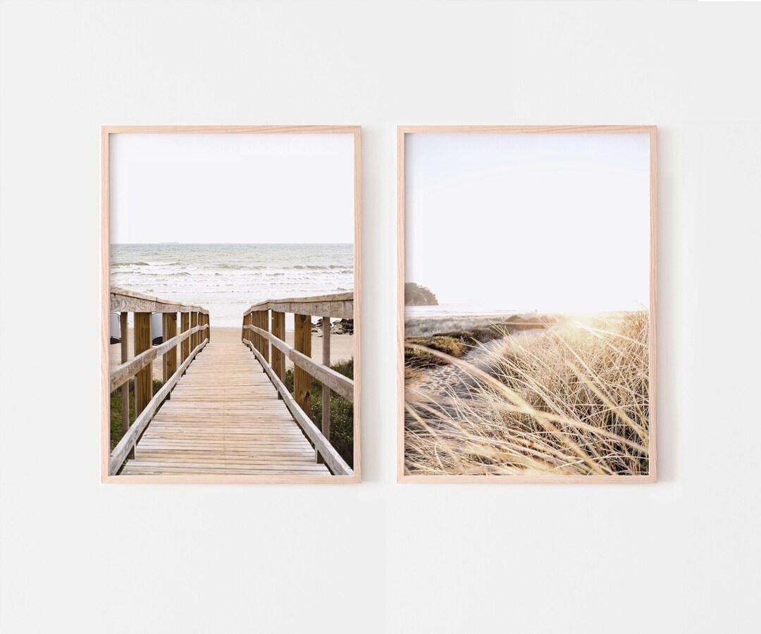 Printable Boho Coastal Prints Set of 2 Neutral Beach Room - Etsy