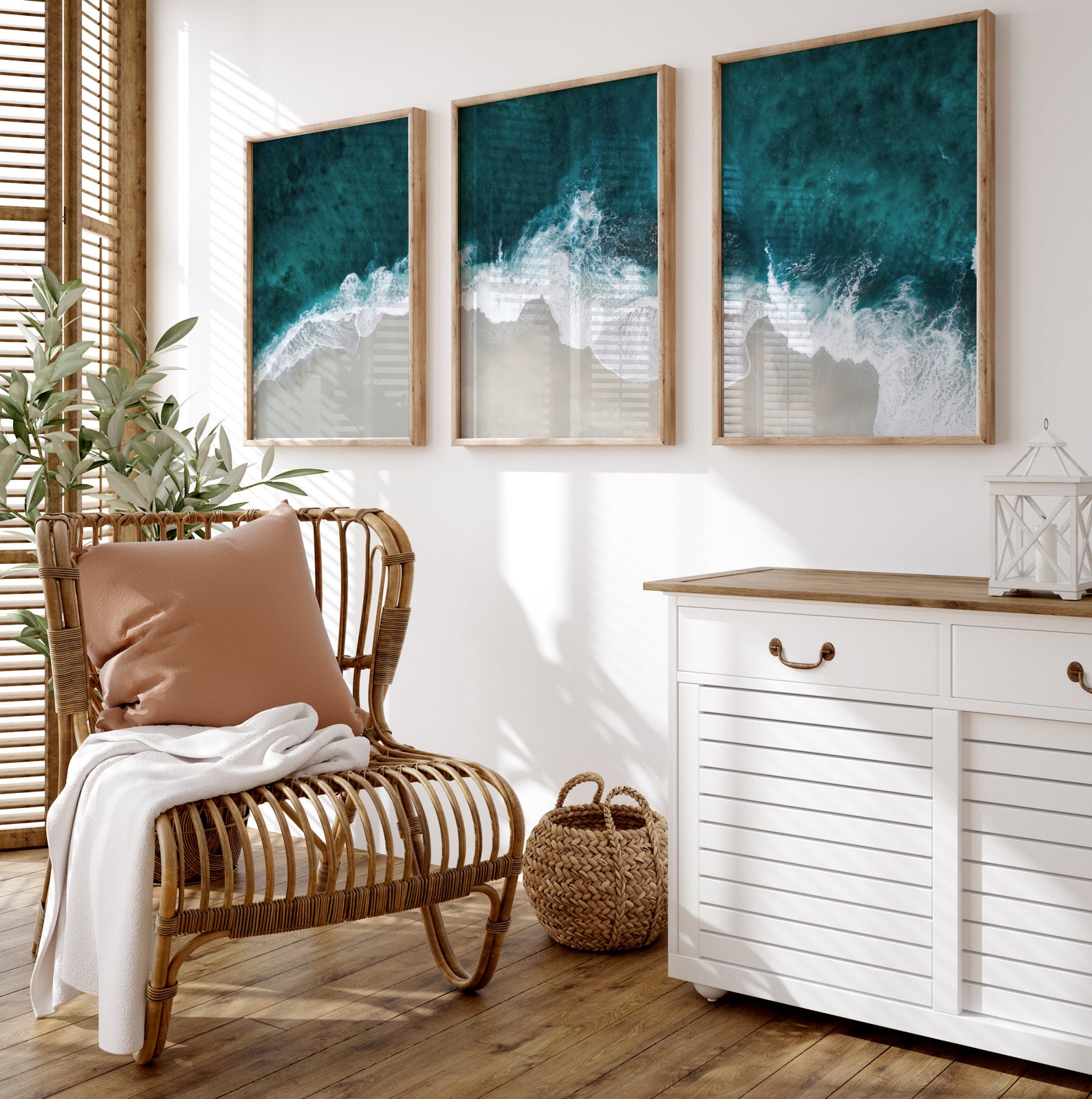 Ocean Triptych Wall Art, Ocean Waves Prints Set of 3, Aerial Coast 3 ...