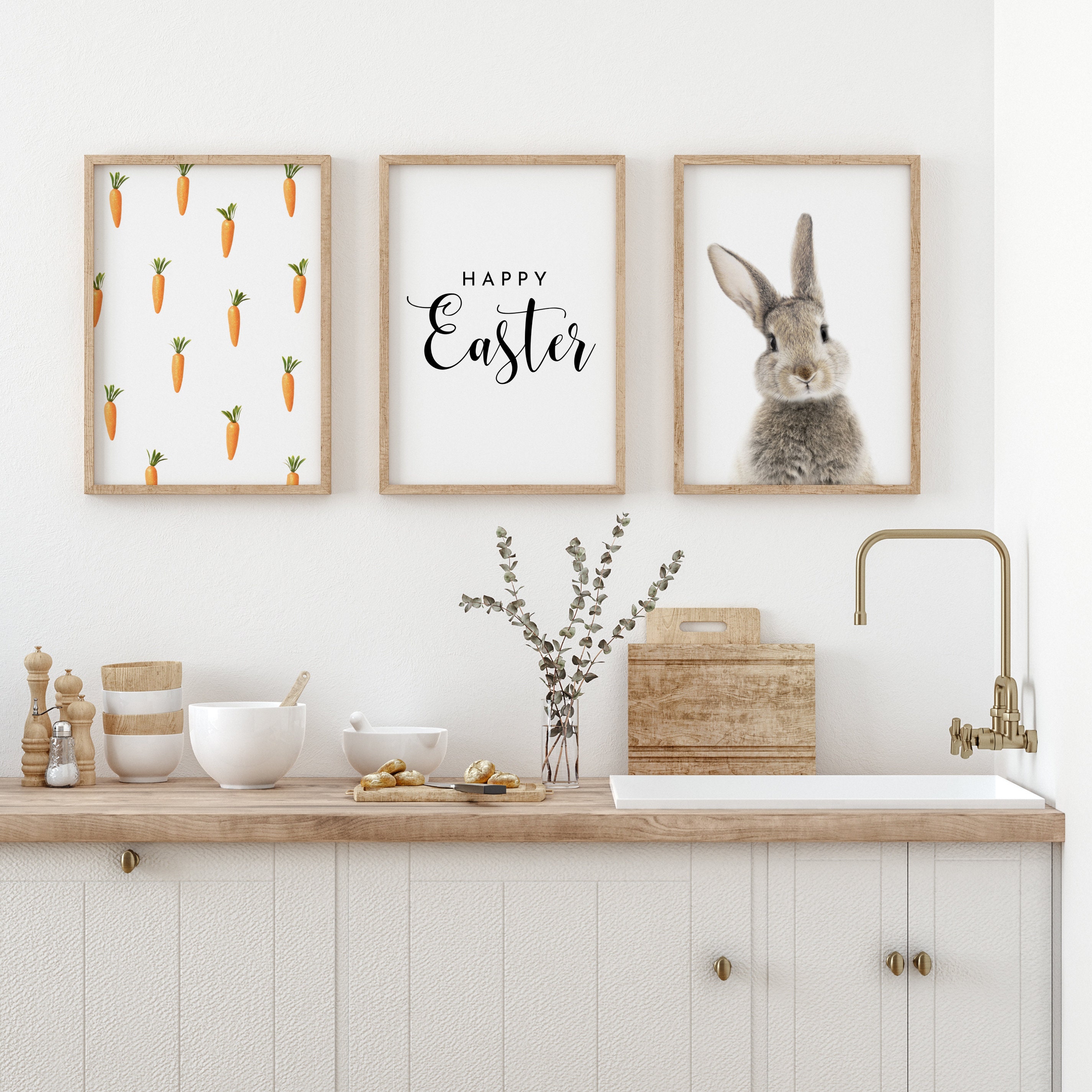 Easter Printable Set of 3 Prints, Easter Bunny Digital Posters, Happy ...