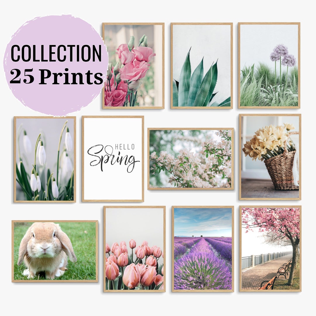 25 Prints Spring Wall Art, Spring Flowers Gallery Wall Set, Floral ...
