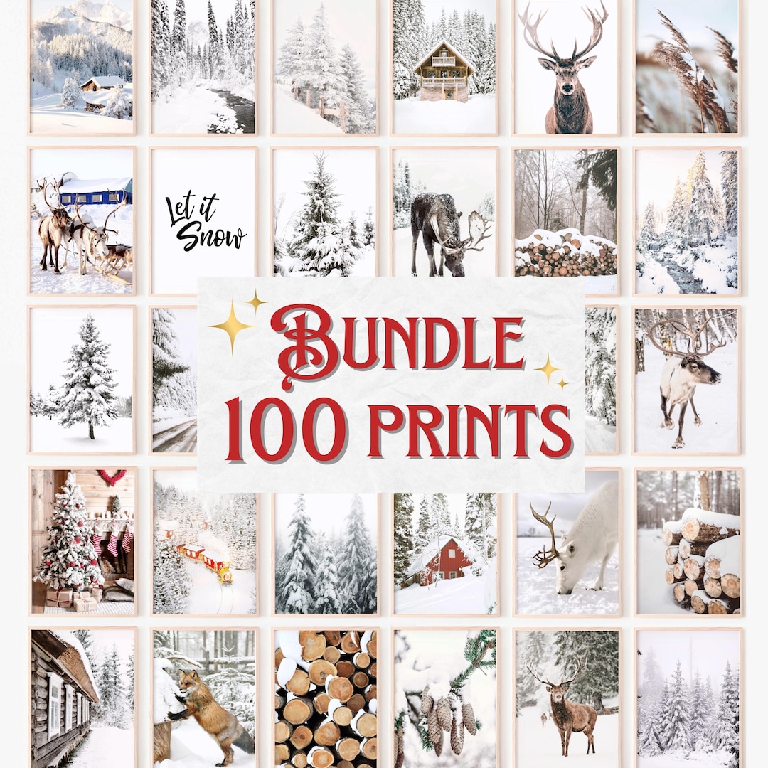 100 Winter Prints, Christmas Gallery Wall Decor, Winter Bundle Posters ...