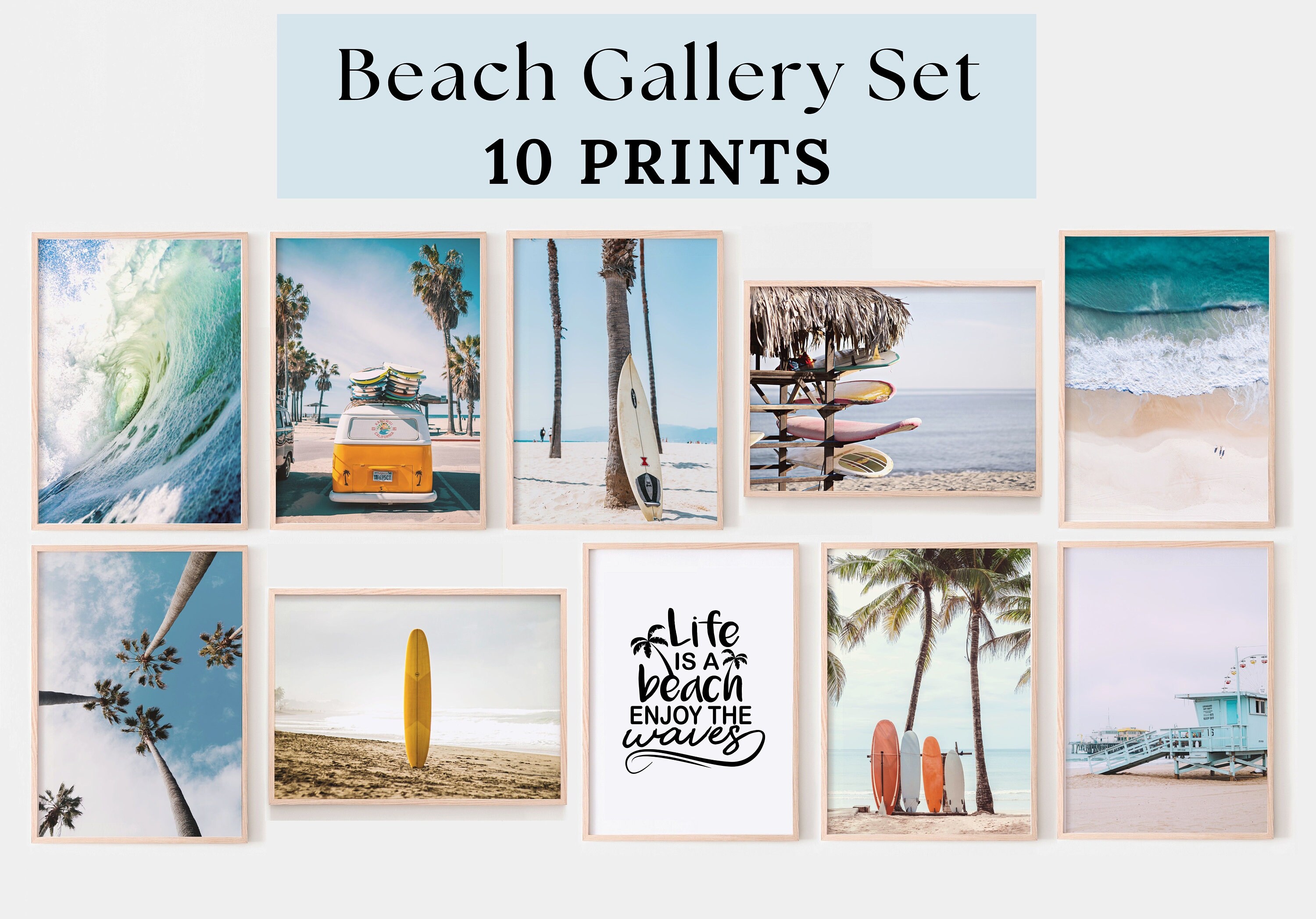 Beach Prints Set of 10 Beach Gallery Wall Prints Surf Photo - Etsy