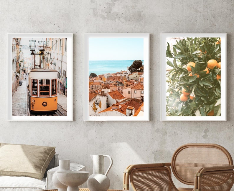Portugal Prints Set of 3 Lisbon Cityscape Wall Art Portugal | Etsy