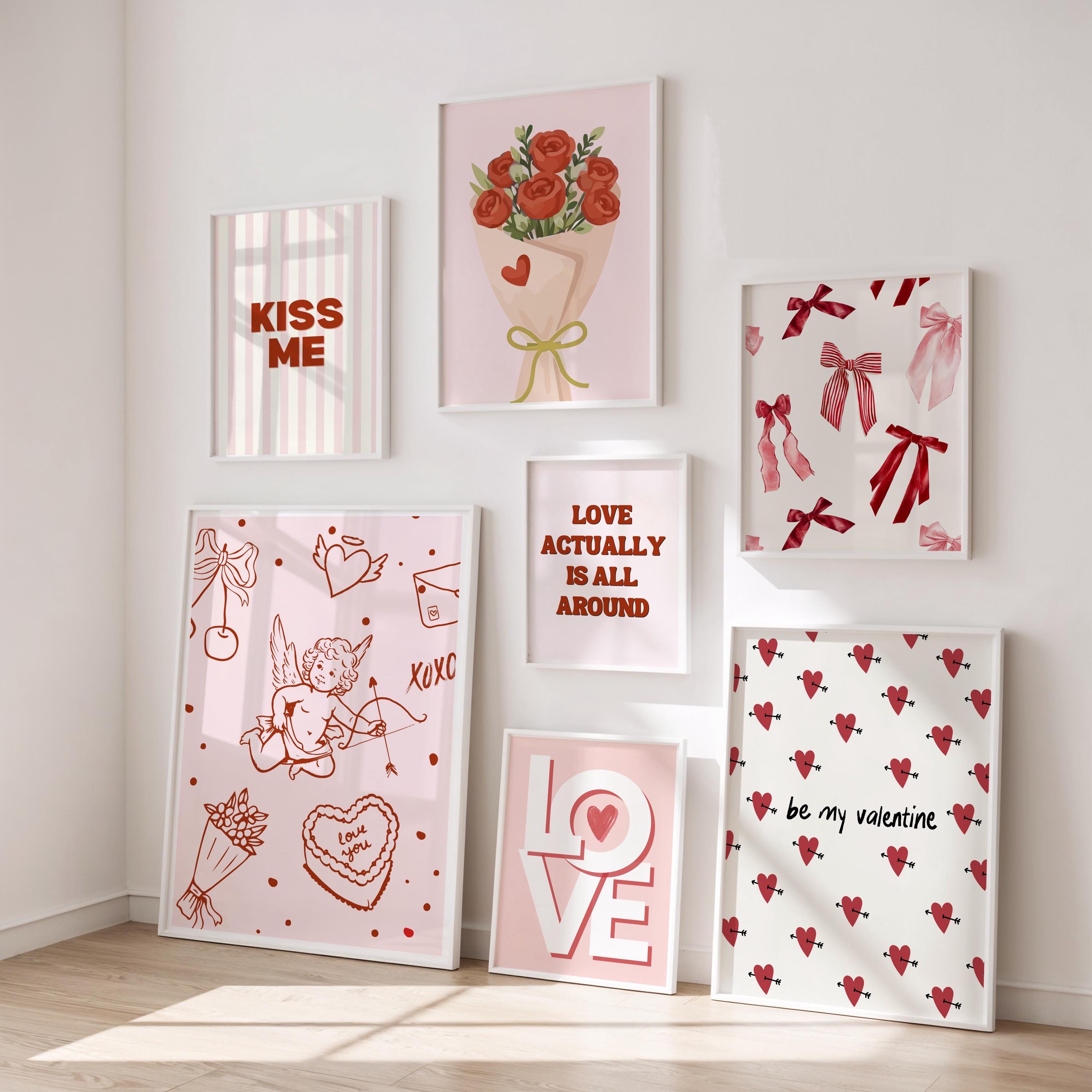 30 Valentines Day Wall Art Prints, Red Pink Romantic Gallery Set, Cute ...