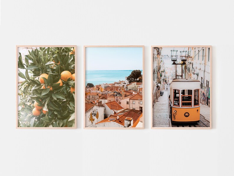 Portugal Prints Set of 3 Lisbon Cityscape Wall Art Portugal | Etsy