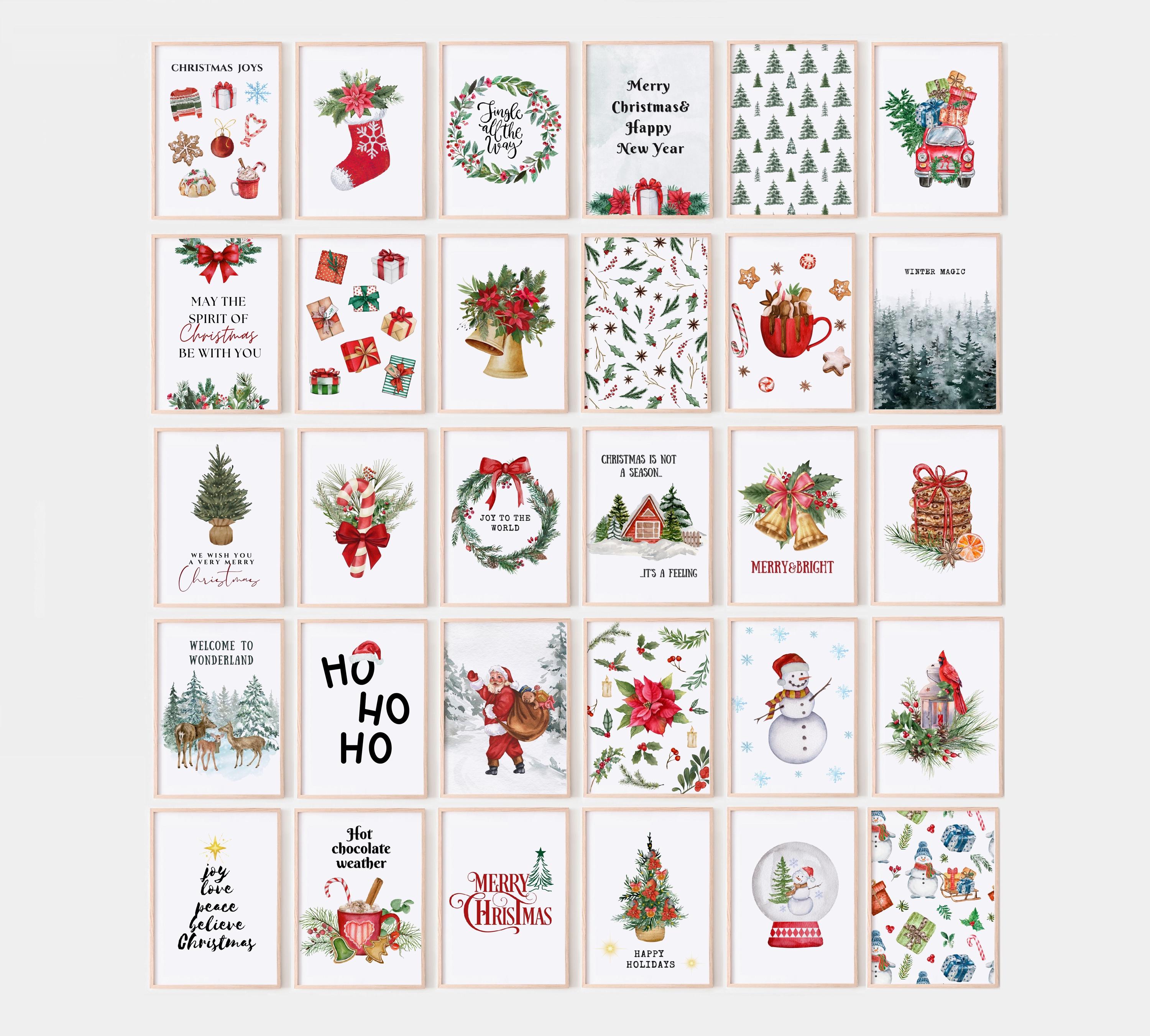 80 Christmas Digital Prints, Holiday Gallery Wall Set, Festive Wall ...