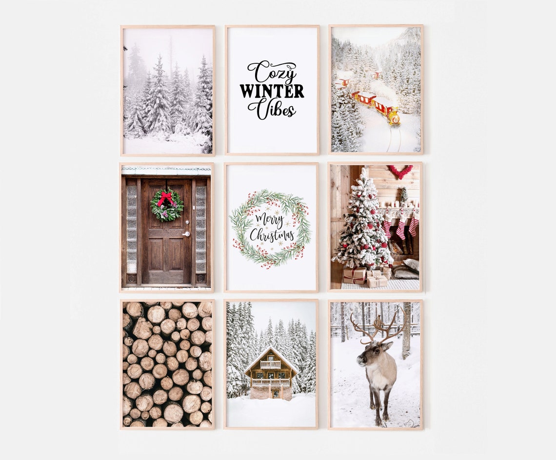 Christmas Gallery Wall Set of 9 Prints, Holiday Prints Decorations ...