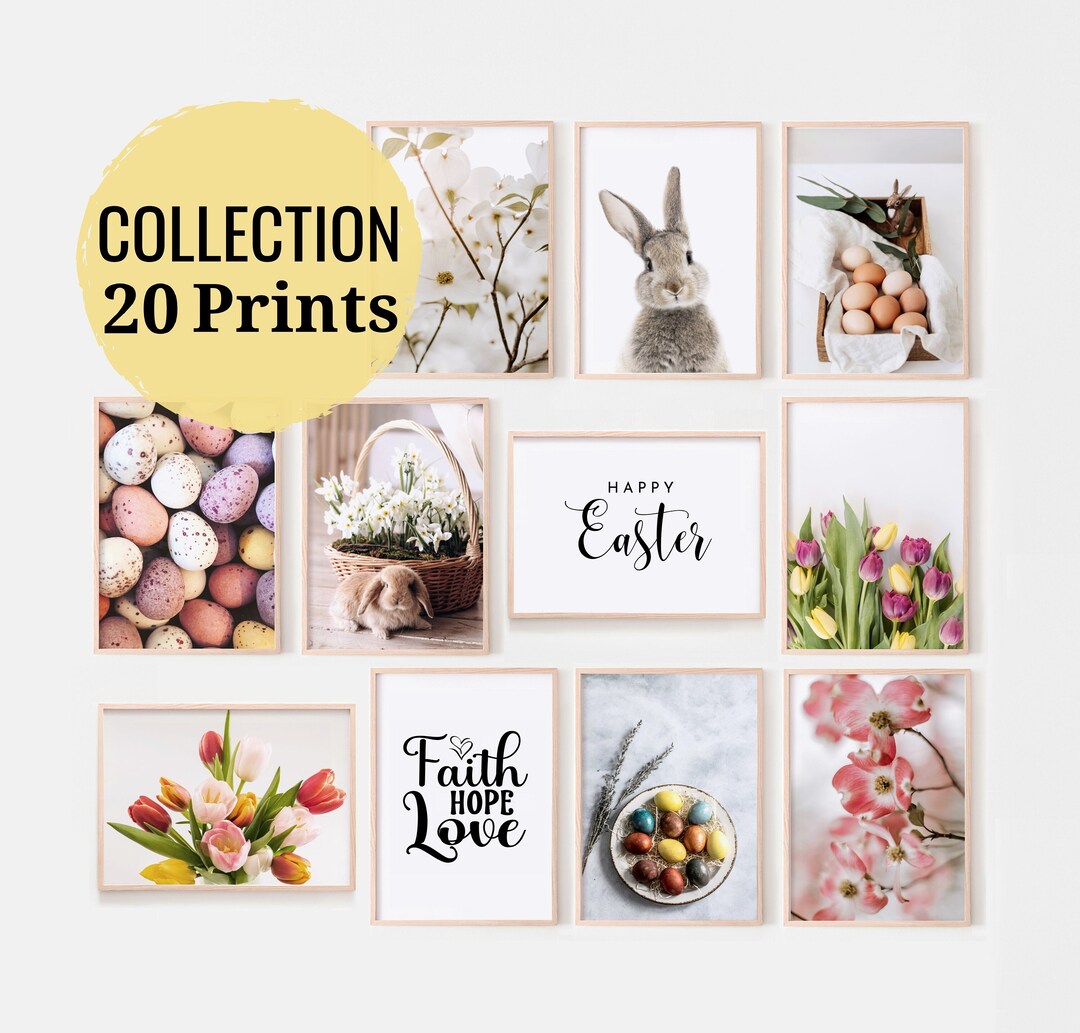 20 Prints Easter Printable Wall Art Easter Gallery Wall Set - Etsy