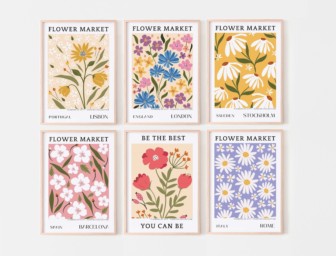 Flower Market Prints Set of 6 Prints Abstract Floral Gallery - Etsy