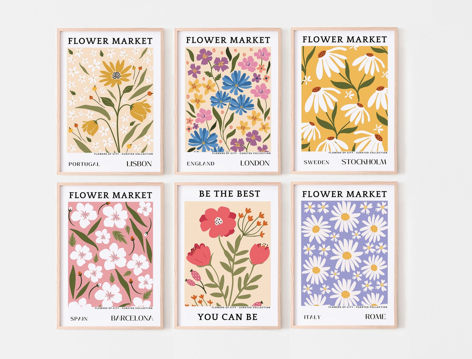 Flower Market Prints Set of 6 Prints Abstract Floral Gallery - Etsy
