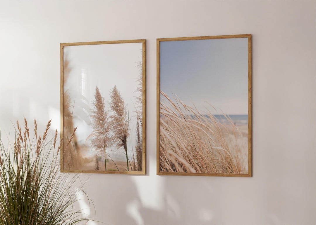 Seagrass Print Set of 2, Dried Sea Grass Posters, Neutral Pampas ...