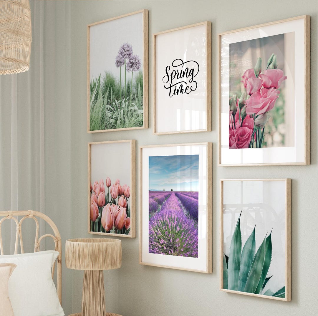 Pastel Spring Prints Set, Spring Gallery Wall Set of 6 Prints, Spring ...