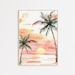Watercolor Palm Trees Print, Pink Beach Sunset Painting, Watercolor ...