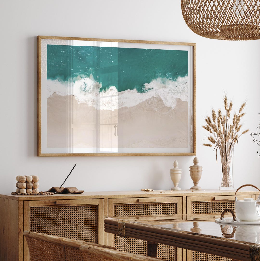 Pastel Beach Photography Print, Aerial Ocean Horizontal Art, Turquoise ...