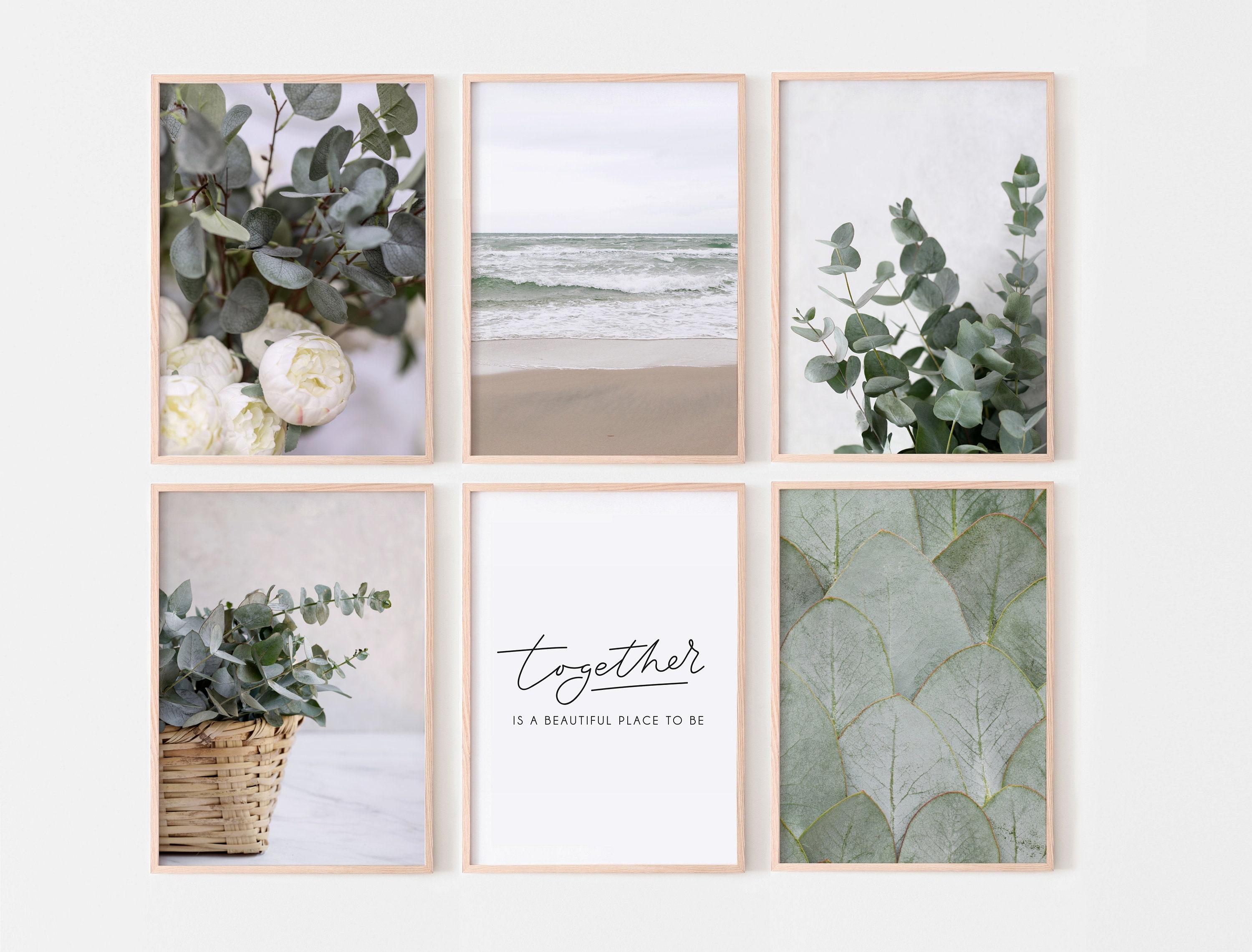 Sage Green Botanical Prints Set of 6, Eucalyptus Gallery Wall Set, Boho ...