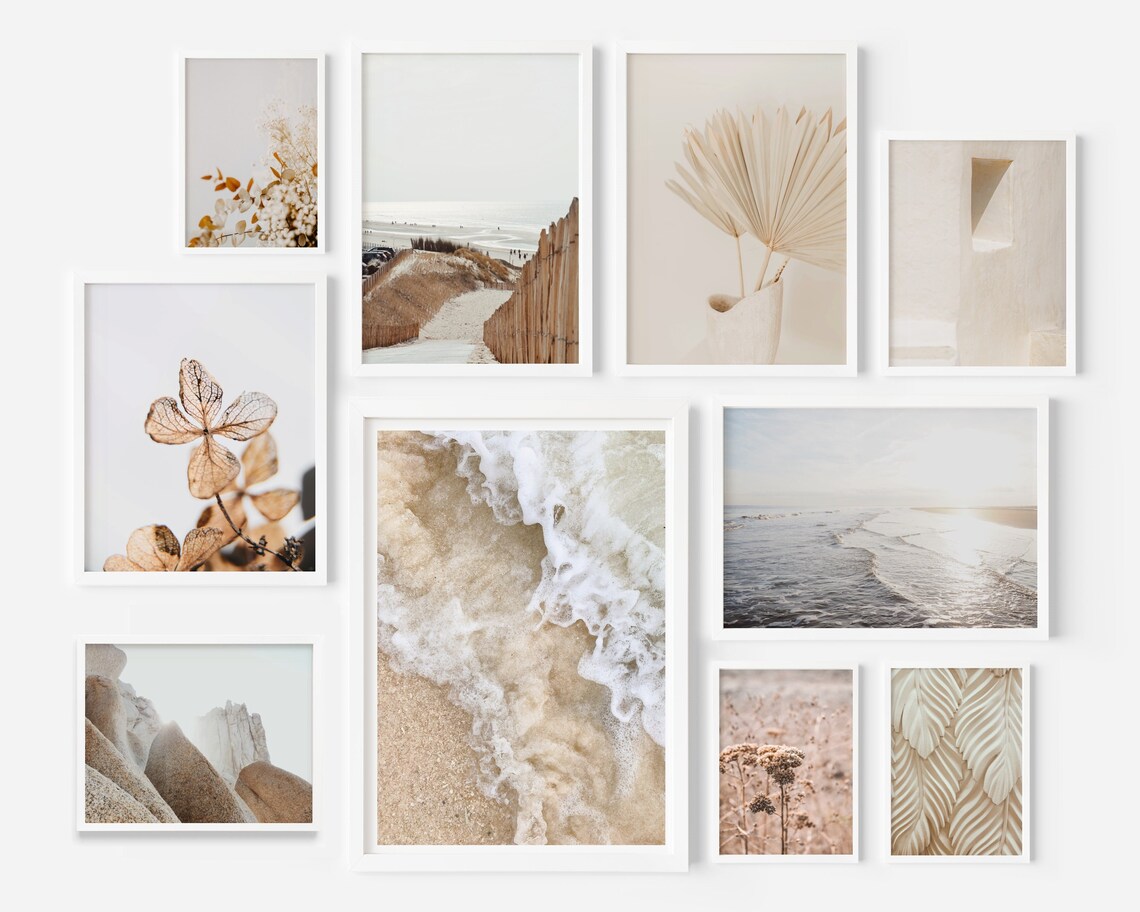 Boho Gallery Wall Set of 10 Prints Neutral Beach Gallery - Etsy