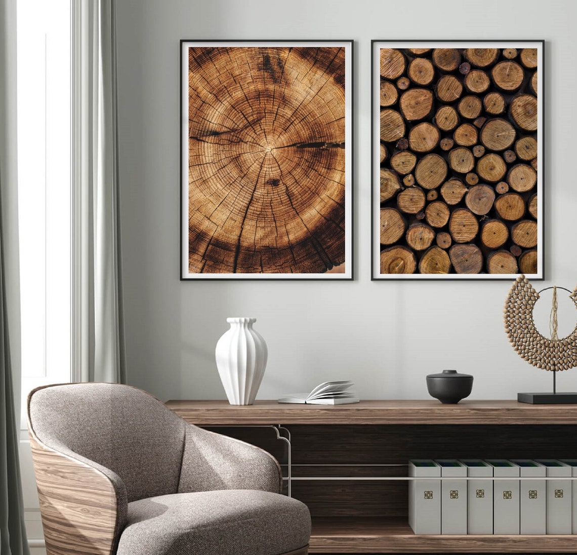 Tree Ring Wall Art Wood Log Art Tree Ring Print Set of 2 | Etsy