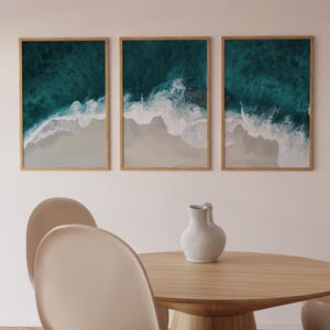 Ocean Triptych Wall Art, Ocean Waves Prints Set of 3, Aerial Coast 3 ...