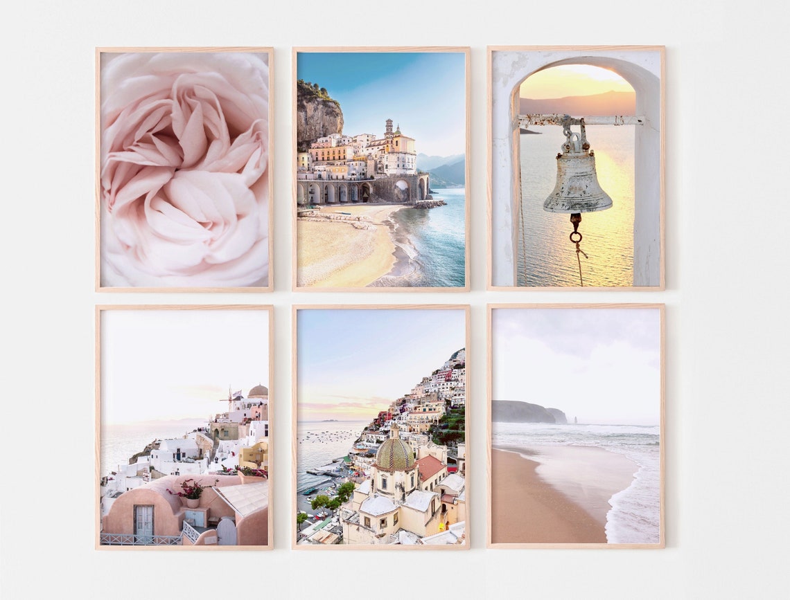 Pastel Italy Gallery Wall Set of 6 Prints, Amalfi Coast Art, Summer ...