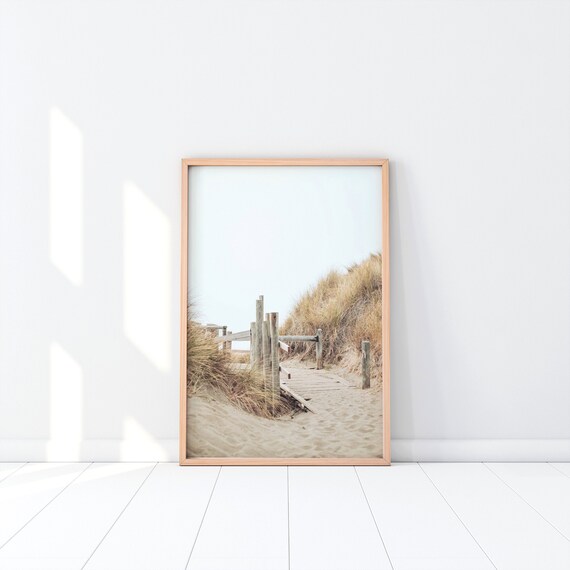 Neutral Coastal Print Beach landscape poster Pastel Dried | Etsy
