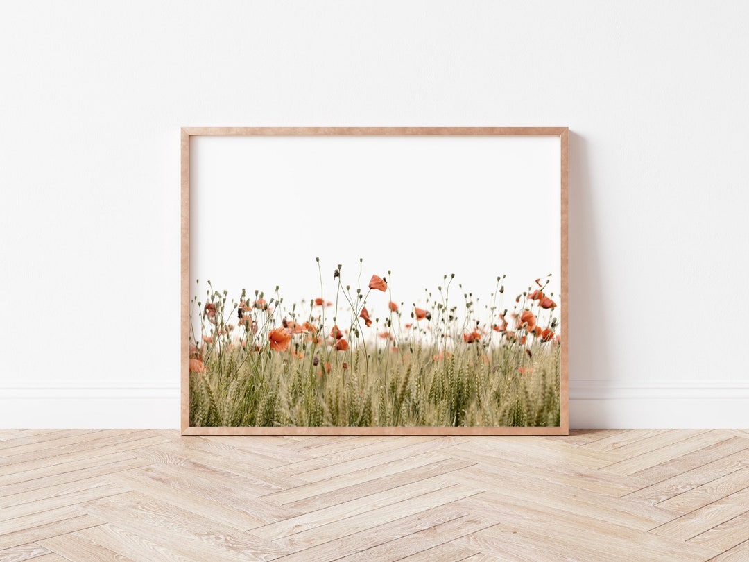 Poppies Field Print, Poppy Field Wall Art, Wildflowers Digital Poster ...