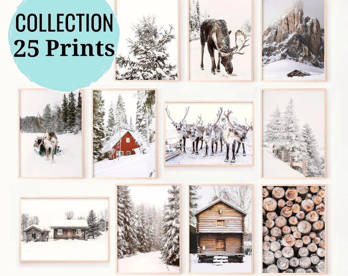 Winter Decor Gallery Wall Set Ski Print Set of 3 Winter Prints Snowy ...