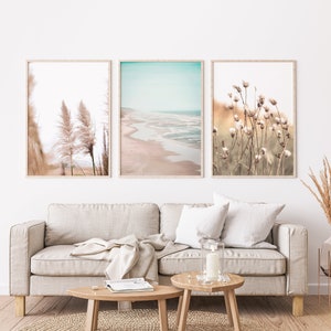 Coastal Prints Set of 3, Neutral Beach Wall Art, Boho Beach Gallery ...