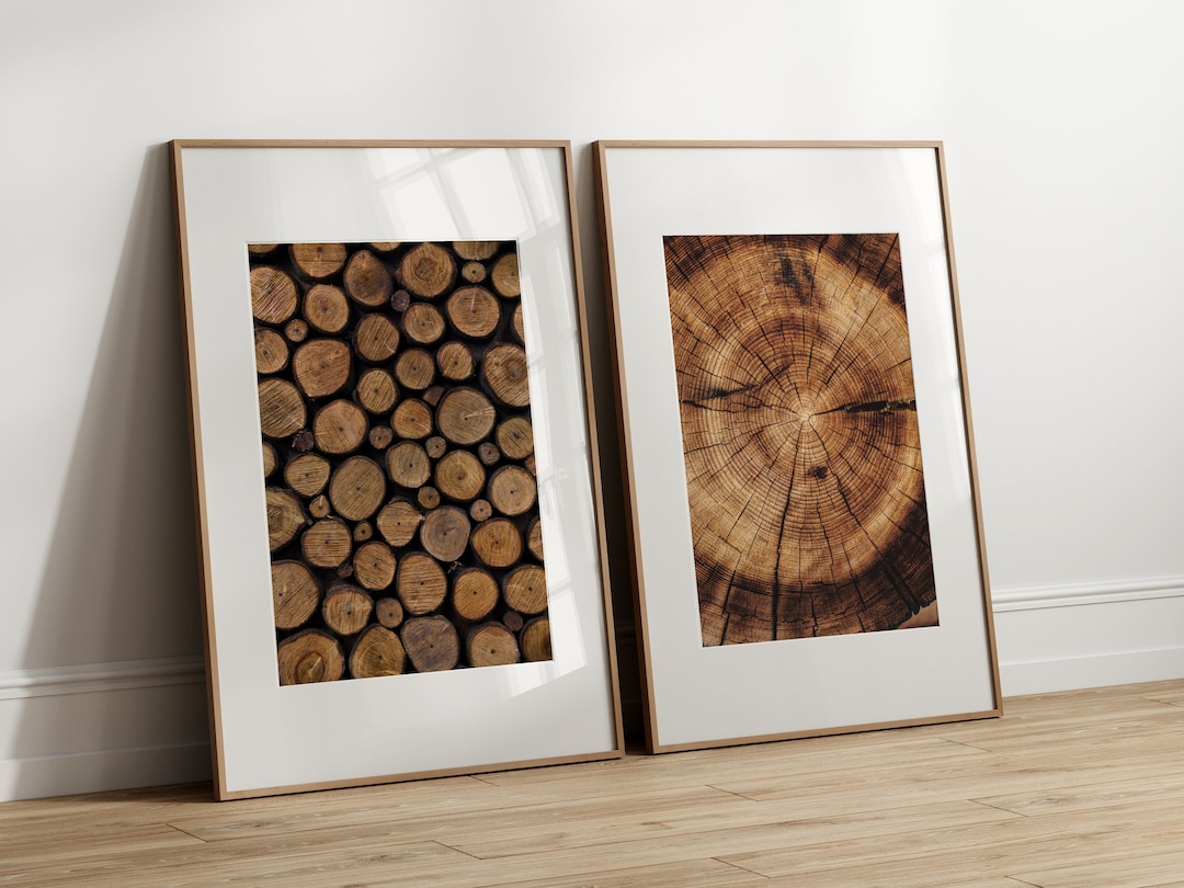 Tree Ring Wall Art, Wood Log Art, Tree Ring Print Set of 2, Wood Log ...