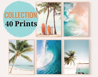 Colorful Beach Gallery Set of 8 Prints Summer Surf Art and Ocean Photo ...