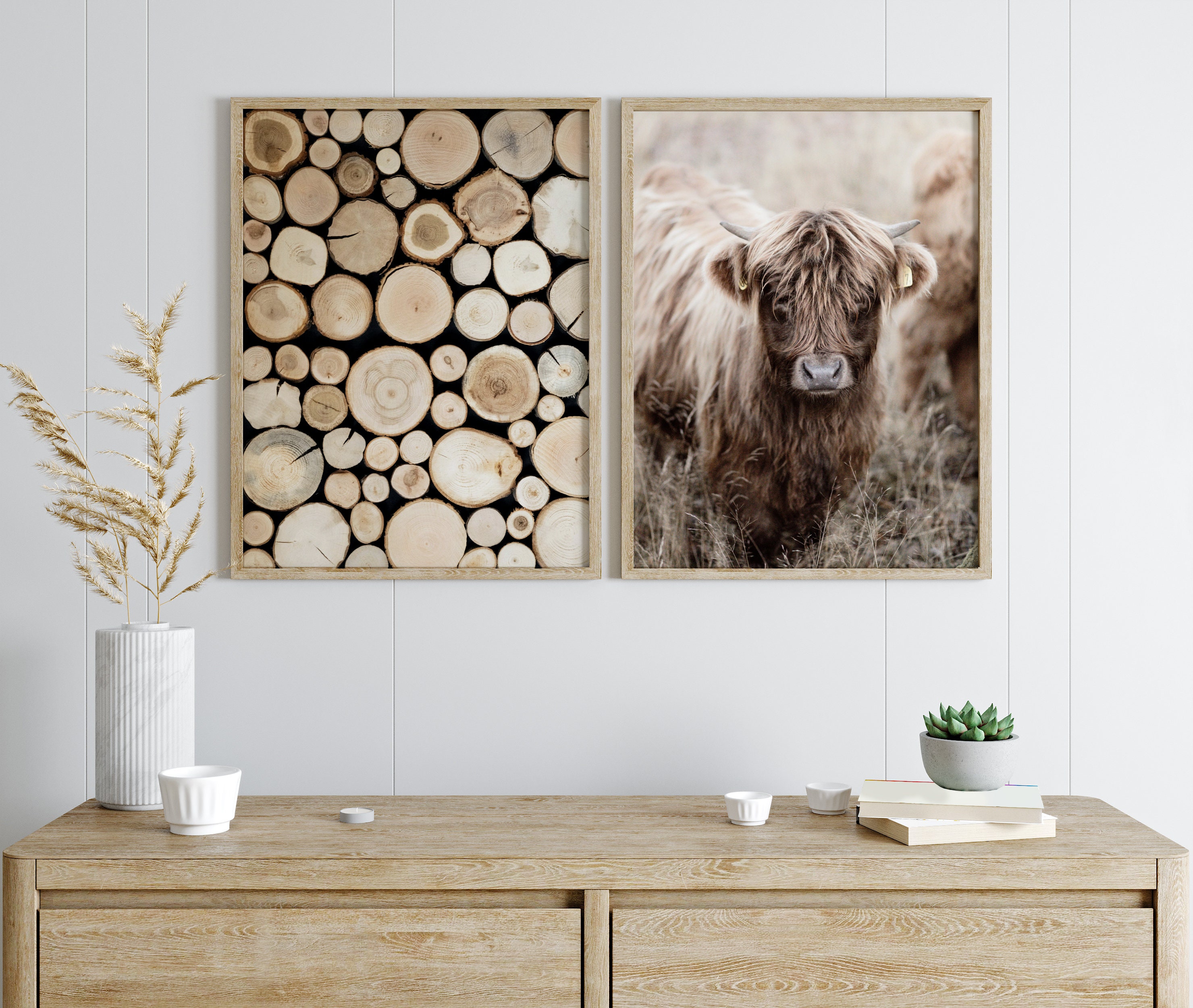 Rustic Gallery Wall Set of 4 Prints, Highland Cow Prints Set, Farmhouse ...
