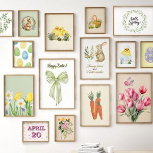 30 Easter Wall Art Prints, Spring Gallery Wall Set, Easter Egg Bunny ...
