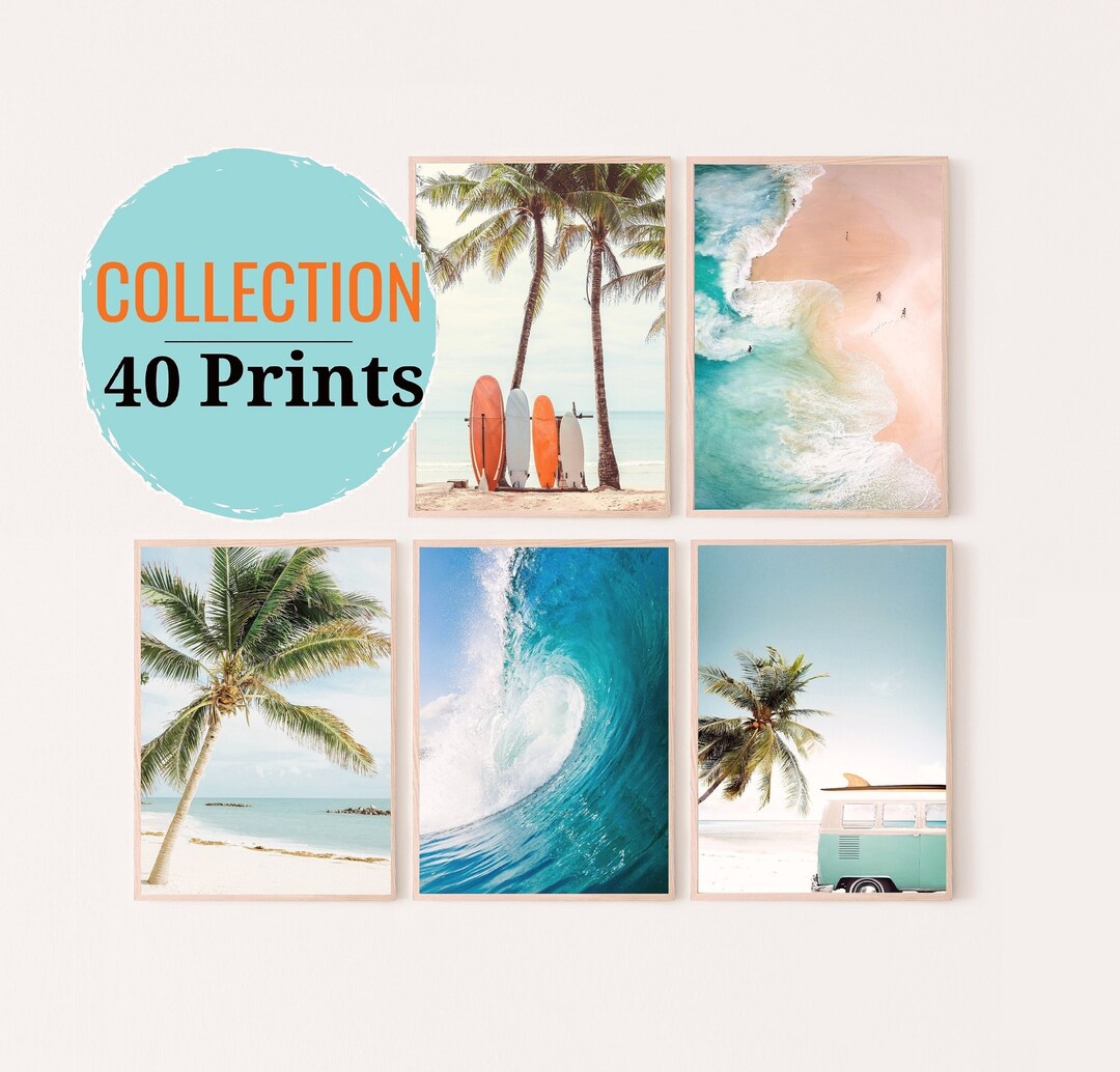 Beach Wall Art Prints Gallery Wall Set of 40 Prints Tropical - Etsy