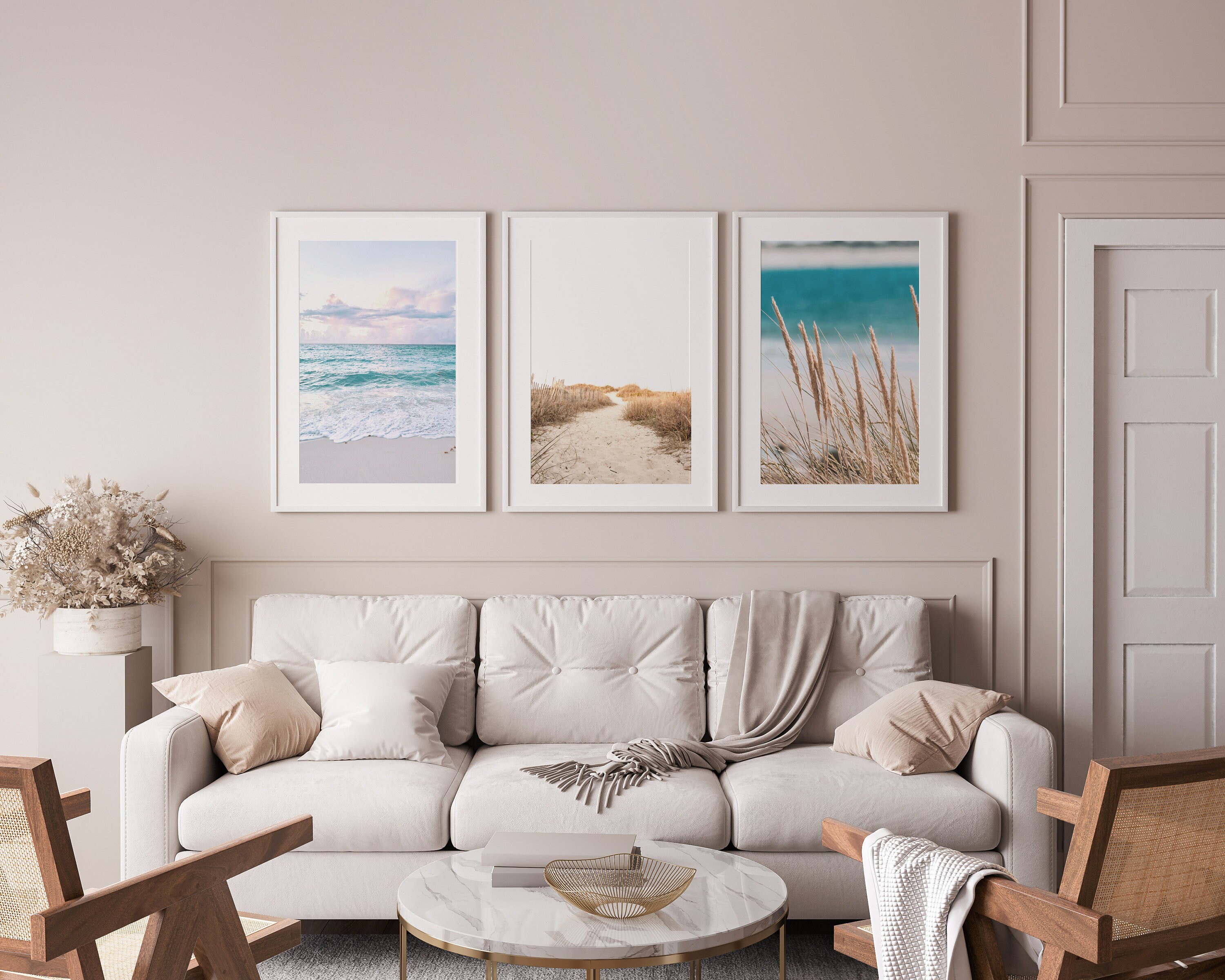Pastel Coastal Prints Set of 3 Beach Path Poster Sea Grass - Etsy