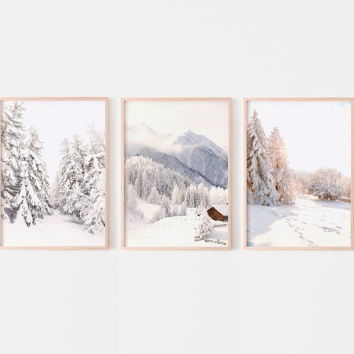 Winter Theme Prints Set of 3 Printable Nordic Wall Art Snowy - Etsy