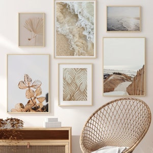 Neutral Coastal Gallery Wall Set of 6 Prints, Boho Coast Art Prints ...